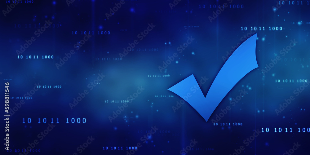 Check mark symbol in digital background, Technology abstract background ...