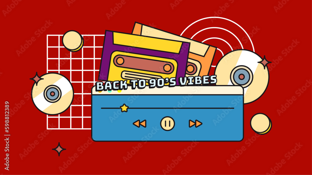 90s vibes set. Trendy 1990s elements collection. Retro technic, things ...