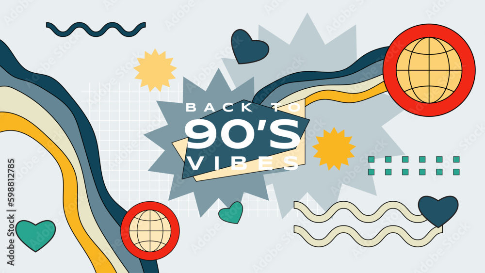90's vibes asset element retro, vintage separated clip art, pop art ...