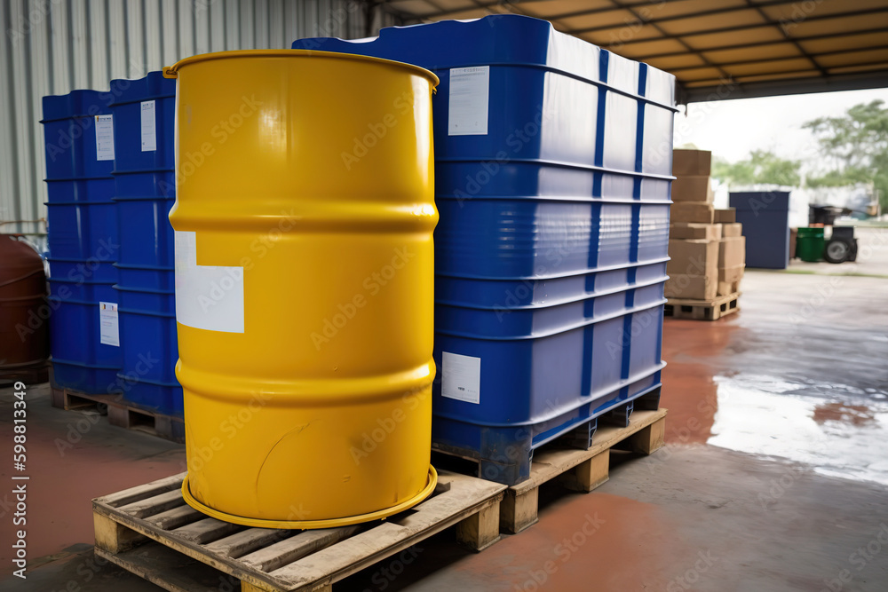 Metal barrels, hazardous chemical containment, acid or flammable ...