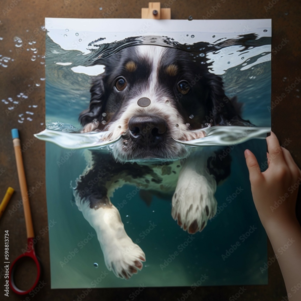 Dog drowning his picture generative Ai ilustração do Stock | Adobe Stock