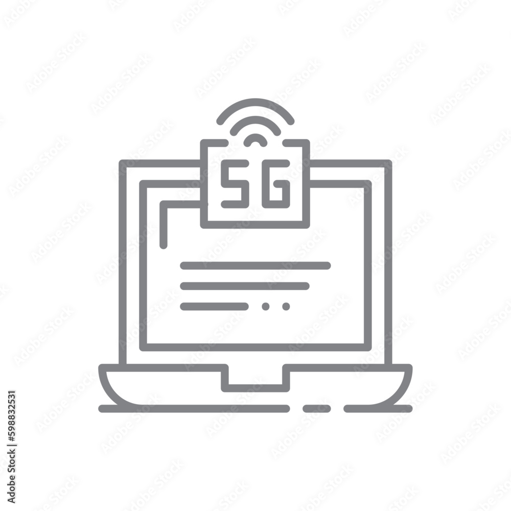 5G Technology icon with black outline style. digital, mobile ...