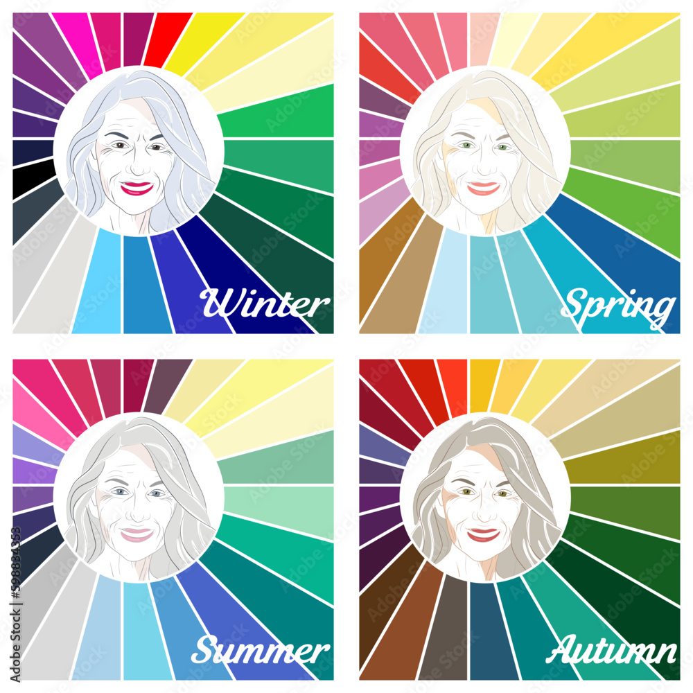 Stock vector seasonal color analysis palettes for all types of female ...