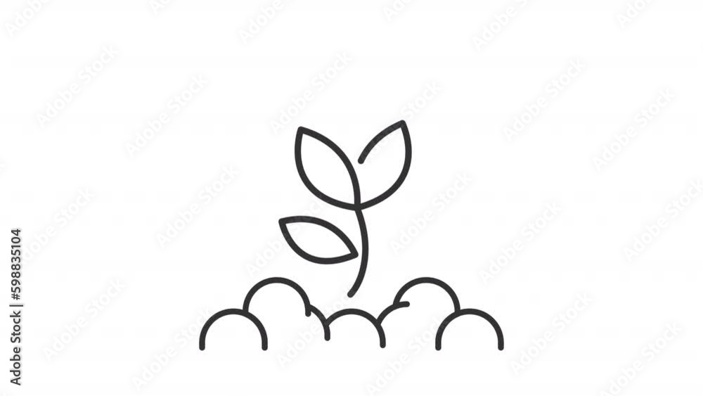Seeding linear animation. Animated hand spreading seeds into soil ...
