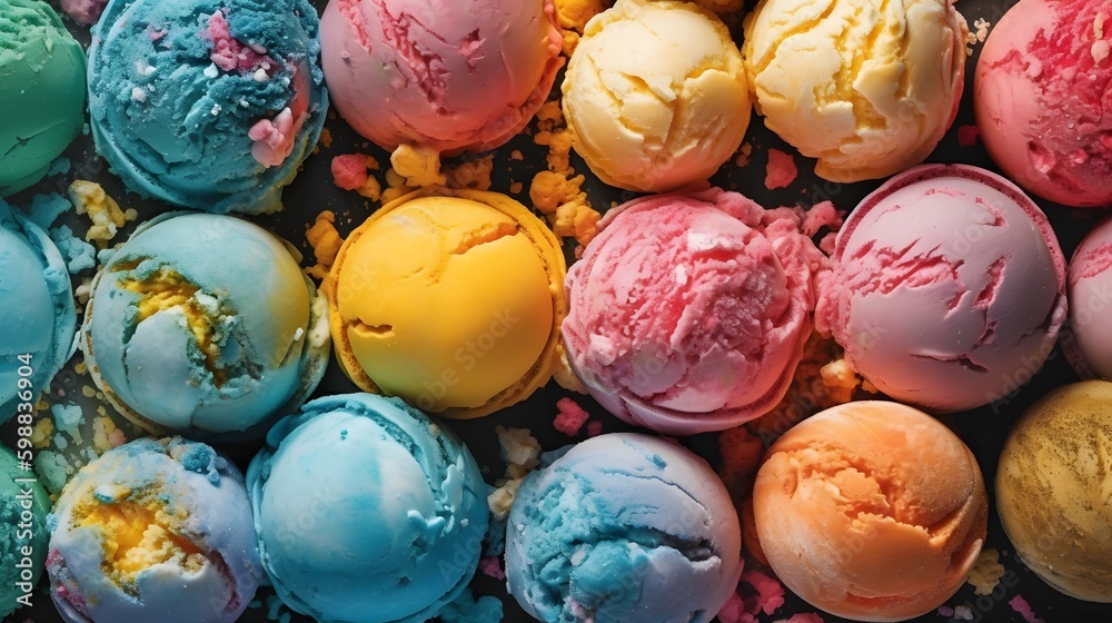 Colorful Ice Cream seamless background, Scoops of ice cream, assorted ...
