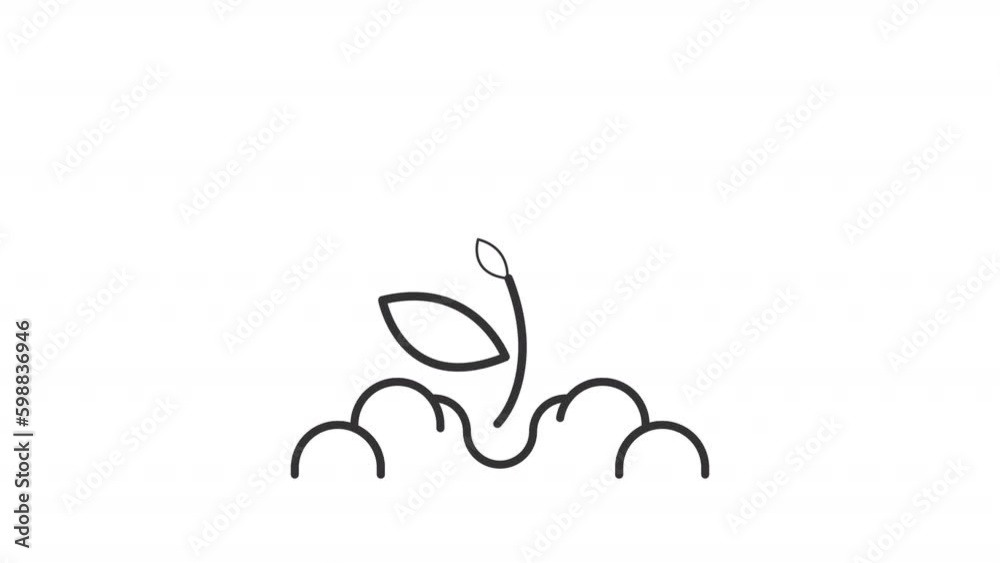 Plant sowing line animation. Animated hand putting seed into soil ...