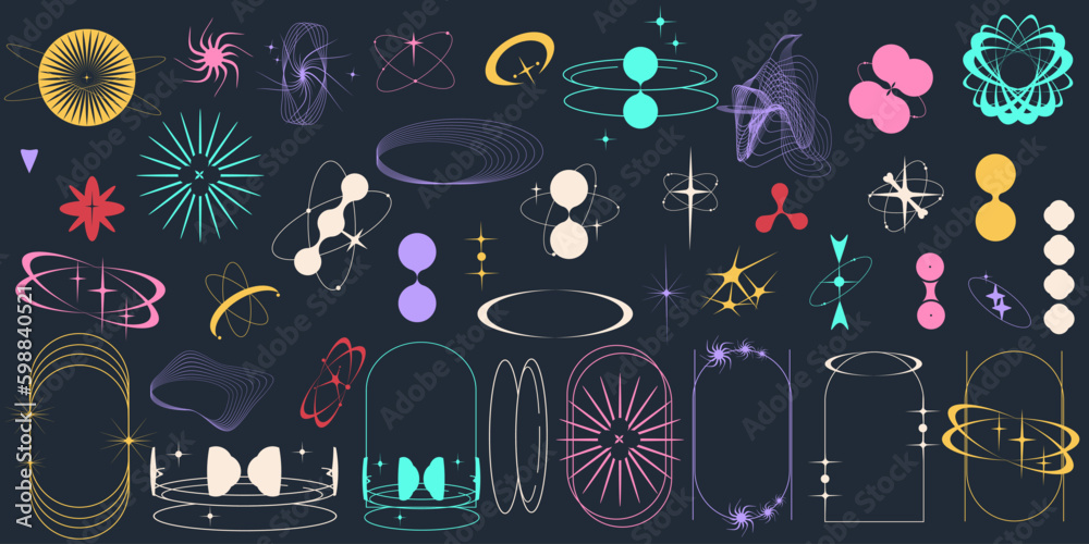 Y2k Aesthetic Shape modern Sipmle Graphic on dark background. Retro ...