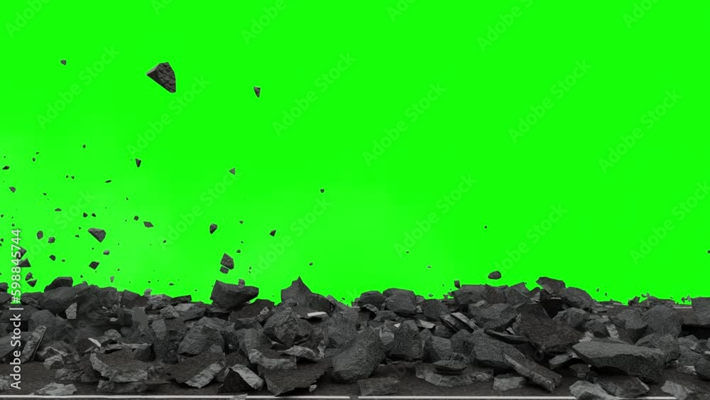 explosion of a road seen from the side. 3d animation of a road ...