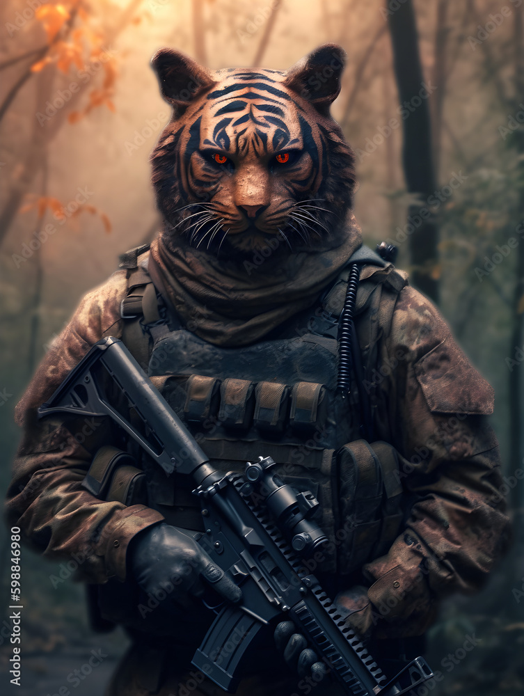 Generative Ai: Soldier holding a weapon in the jungle, hyper realistic ...