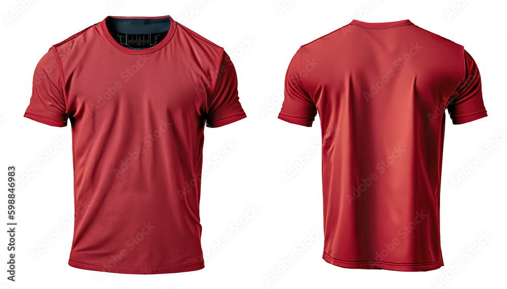 Red Color Men's T-Shirt Mockup in Front and Back Views Templates ...