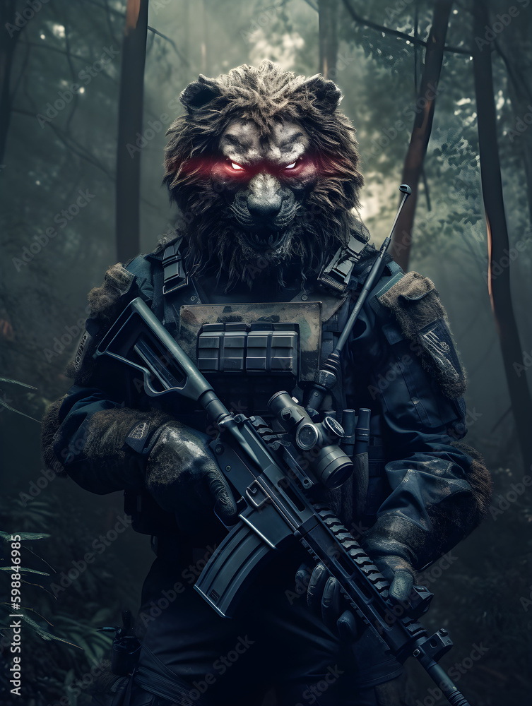 Generative Ai: Soldier holding a weapon in the jungle, hyper realistic ...