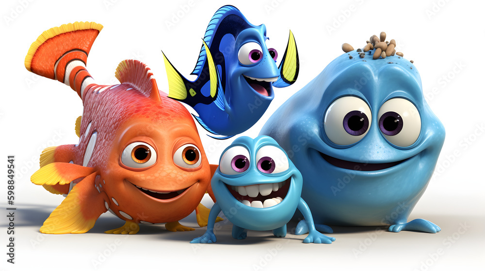 disney pixar character Cute,, Generate a scene where the characters ...
