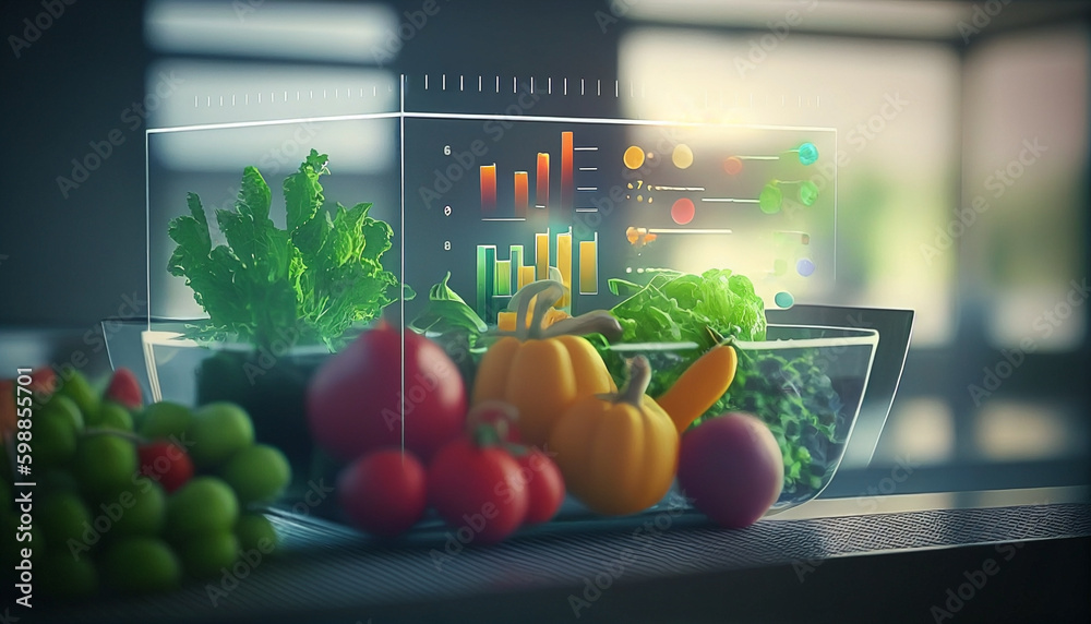 health flow diagrams data concept, fruits and vegetables data flow ...