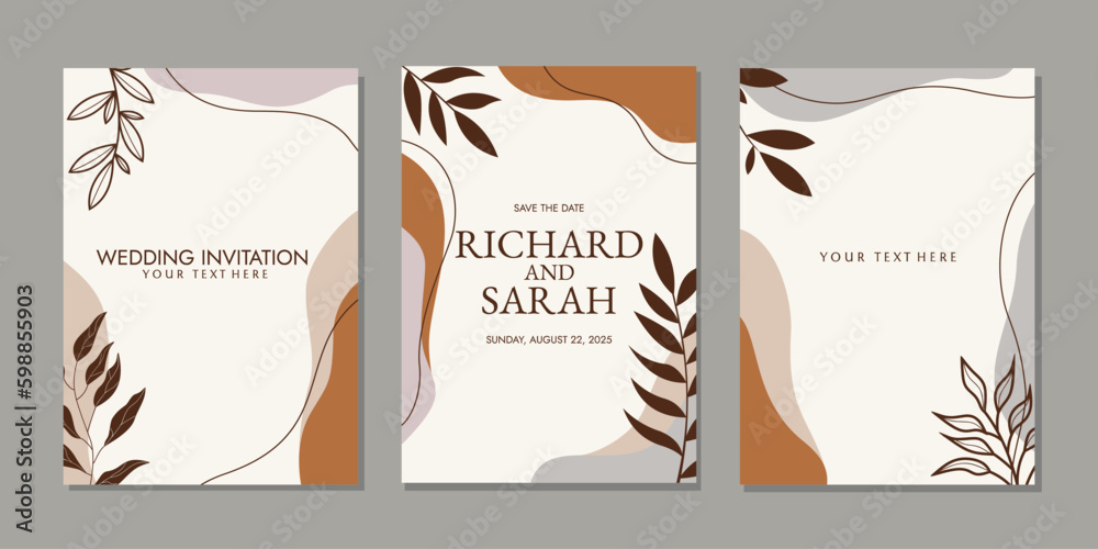 set of invitation cover designs with hand drawn floral decorations ...