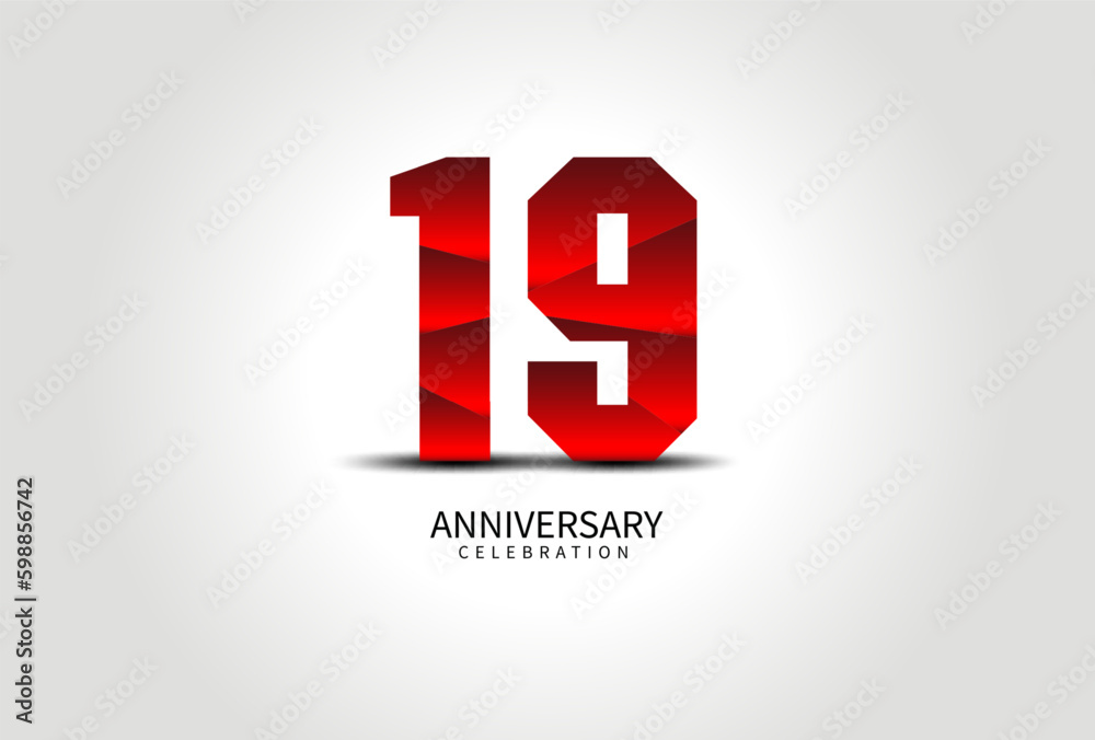 19 Year Anniversary Celebration Logo red vector, 19 Number Design, 19th ...