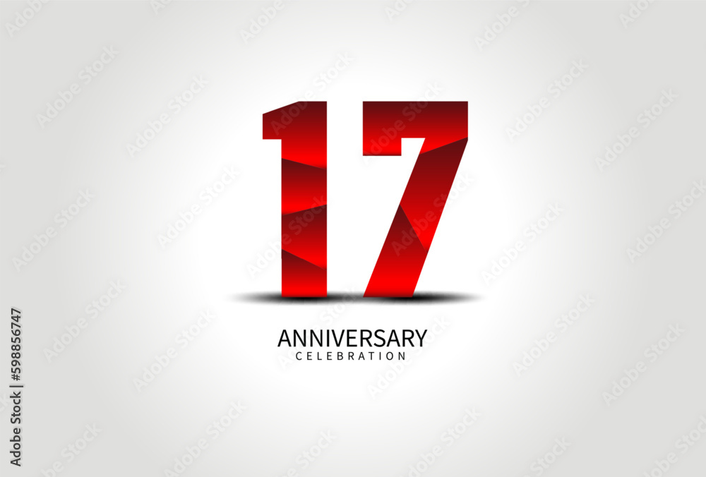 Vetor de 17 Year Anniversary Celebration Logo red vector, 17 Number ...