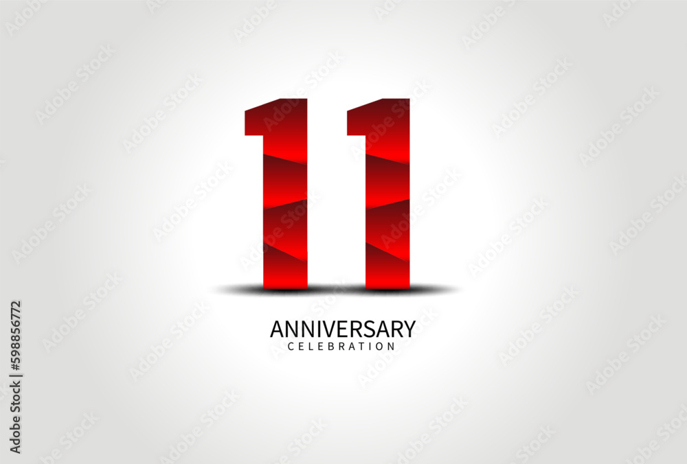 11 Year Anniversary Celebration Logo red vector, 11 Number Design, 11th ...