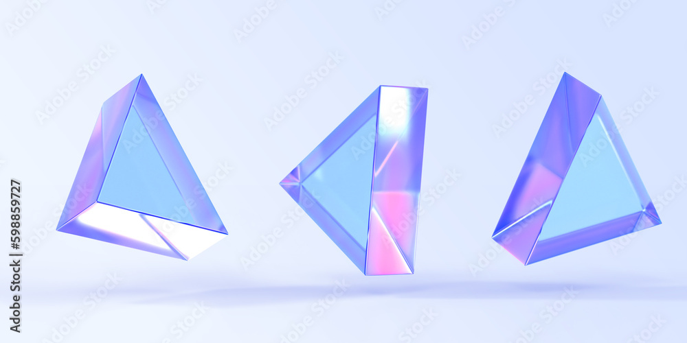Photo Glass or crystal triangle in different angle view, 3d render | Posters, tableaux et ...