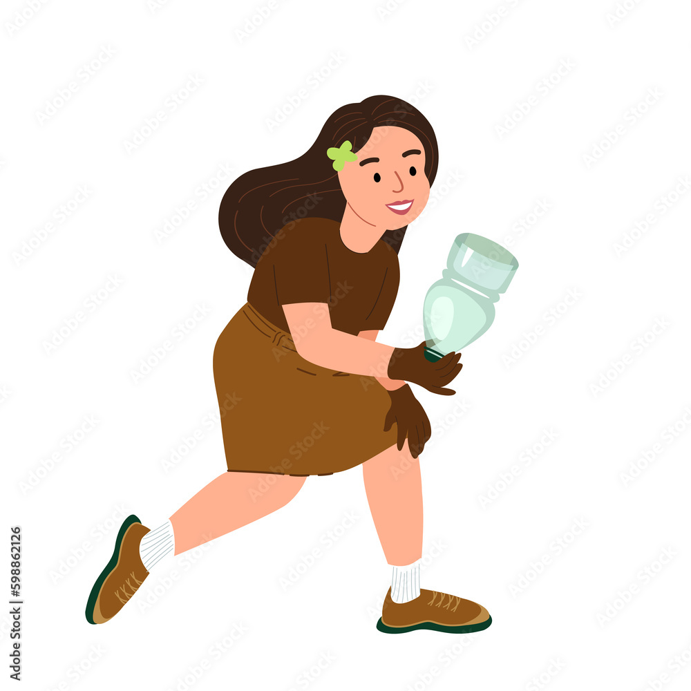 Kid Boy Pull Garbage Sack. Save the Planet. Child Character Cleaning ...