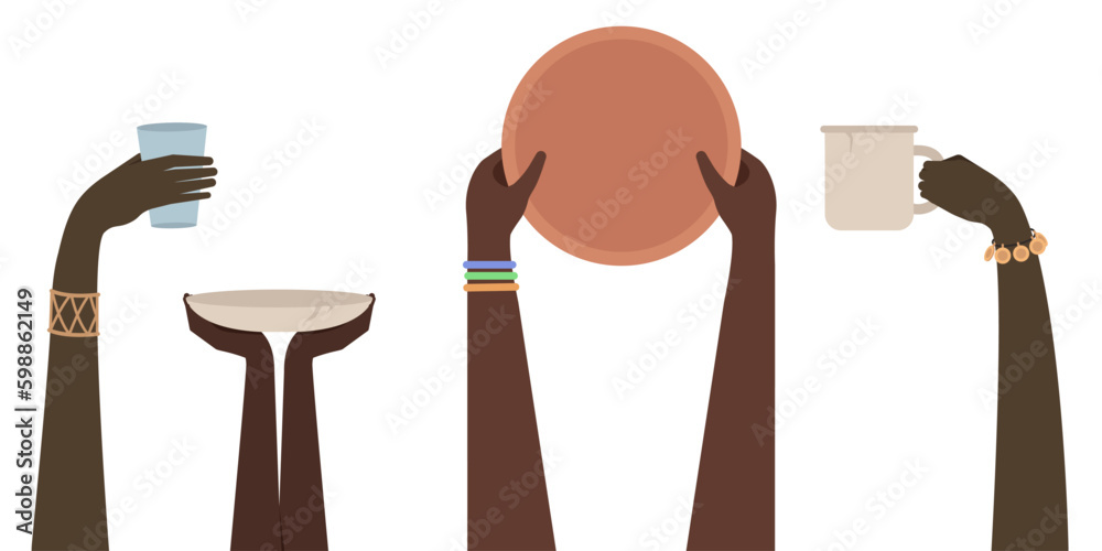 Starving people. Poverty stricken starving famine hands. Illustration ...