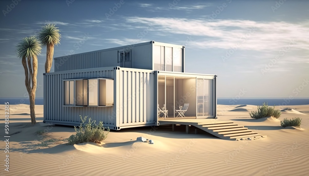 Luxury two-storey container house with big window and a beautiful ...