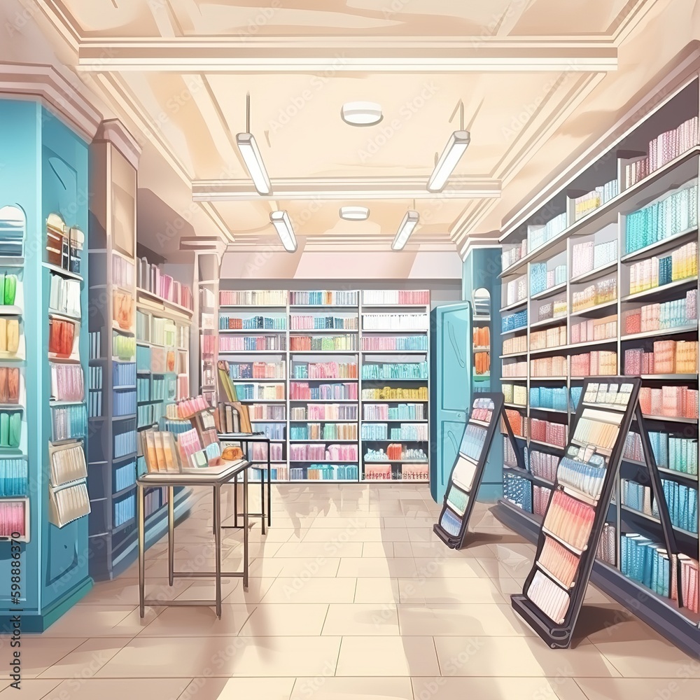 stationery store for background. shopping mall store interior ...