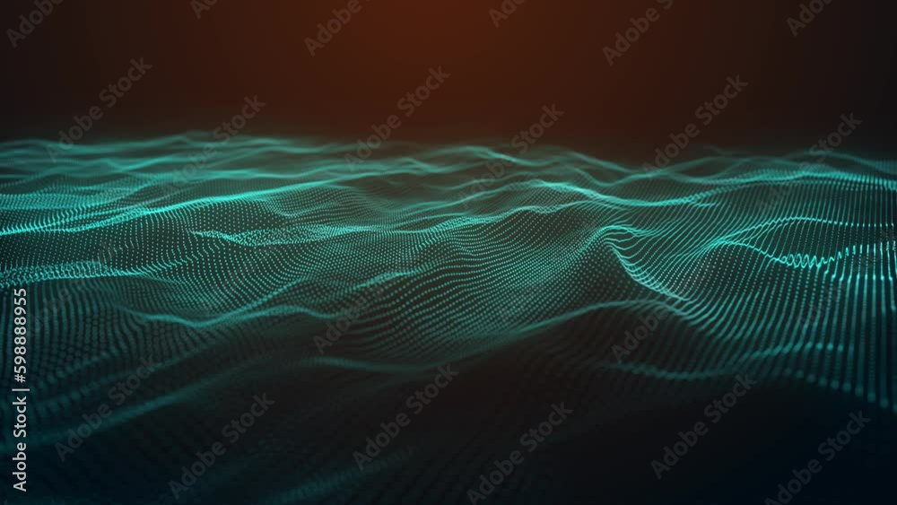Futuristic particle wave. Abstract technology background. Big data ...