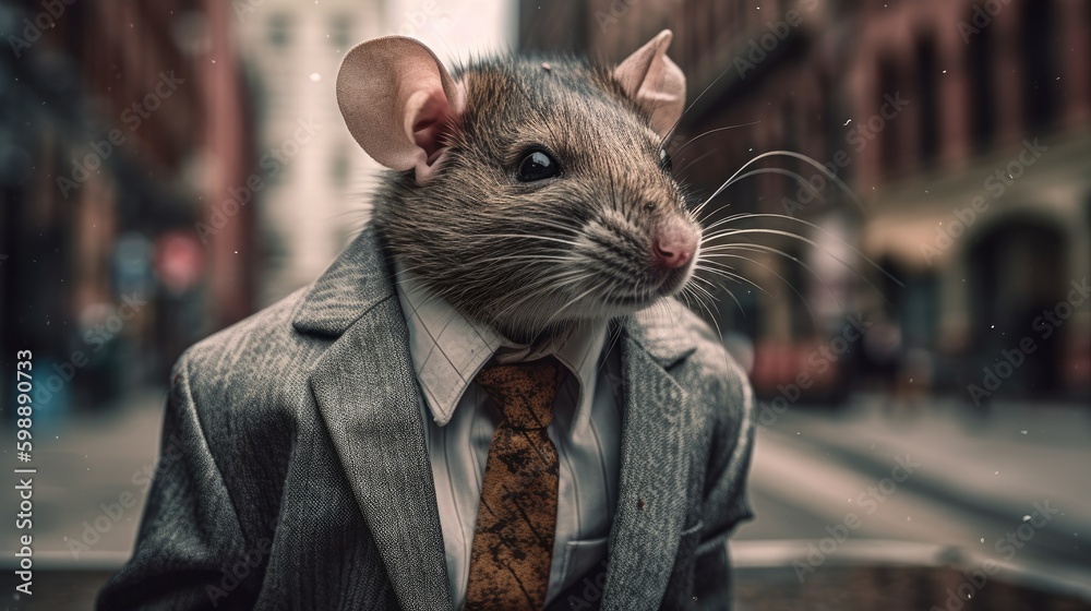 rat in suit as a Chicago mafia boss Generative AI Stock Illustration ...