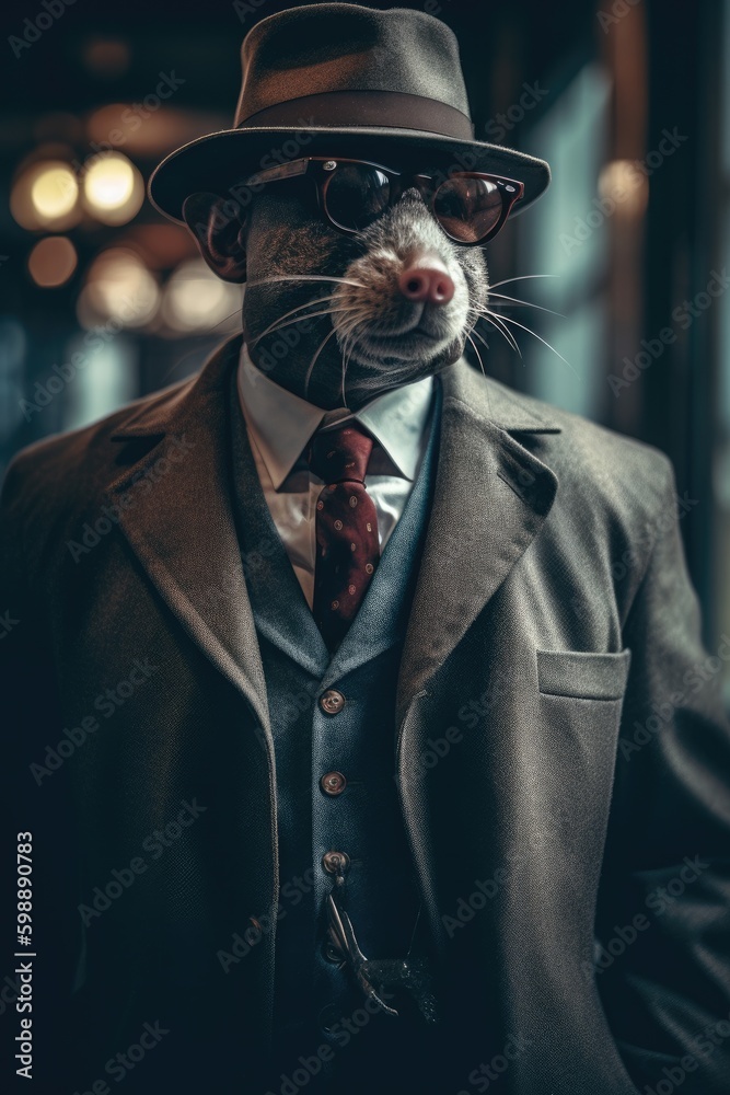 rat in suit as a Chicago mafia boss Generative AI Stock Illustration ...