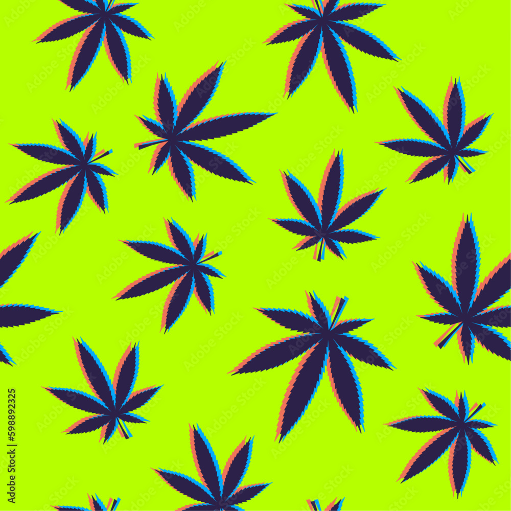 Patrón sin fisuras de cannabis. Jamaicano 420 Vector gráfico psicodélico. Diseño inspirado en la ...