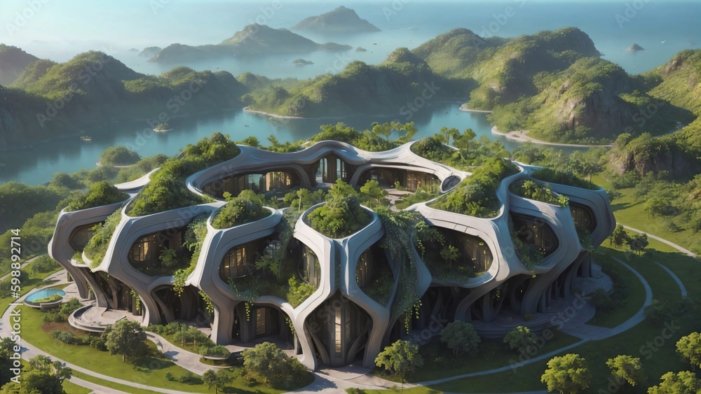 The Hive - Sci-fi futuristic brutalist architecture style building ...