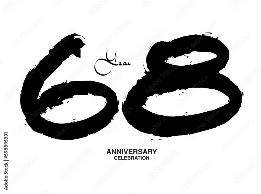 68 Years Anniversary Celebration Vector Template, 68 number logo design ...