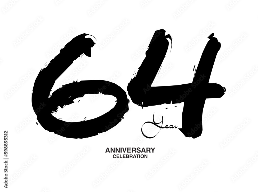 64 Years Anniversary Celebration Vector Template, 64 number logo design ...