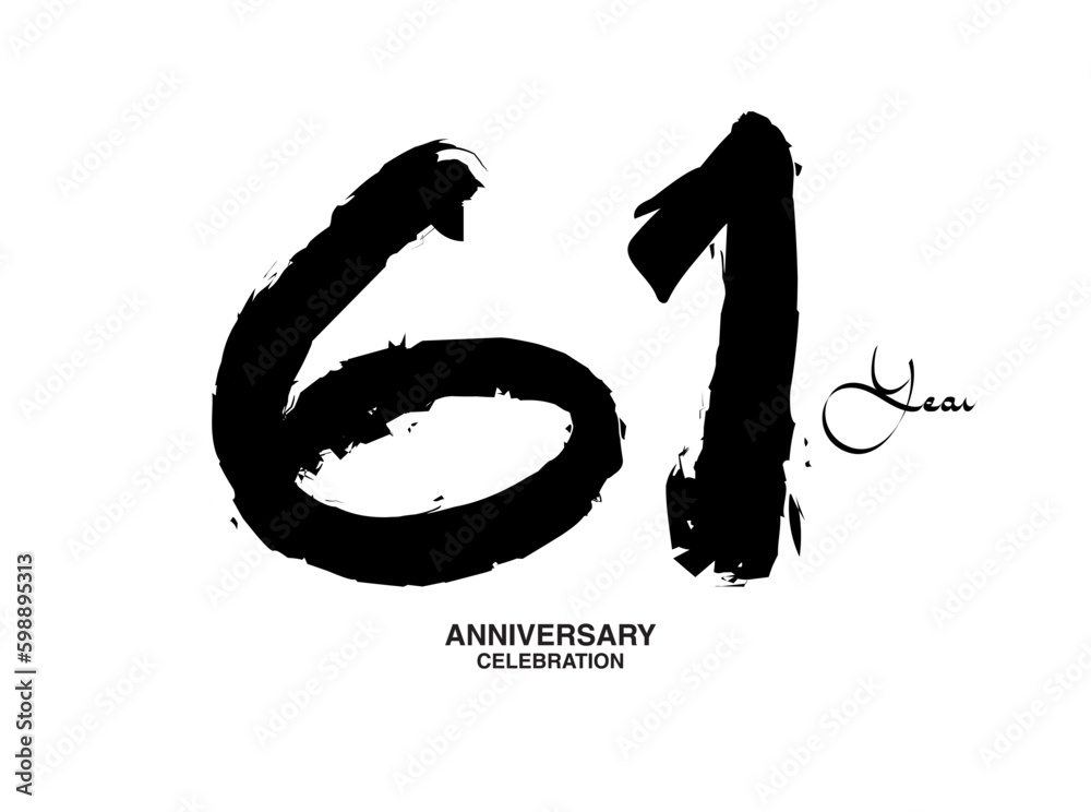 61 Years Anniversary Celebration Vector Template, 61 number logo design ...
