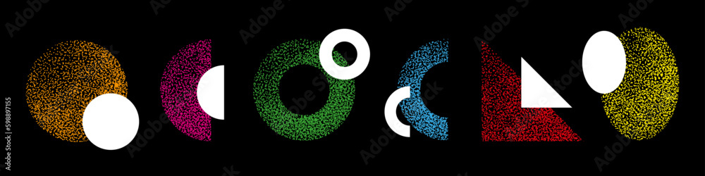 Y2K shapes made of dots, simple geometric shapes and forms, vector ...