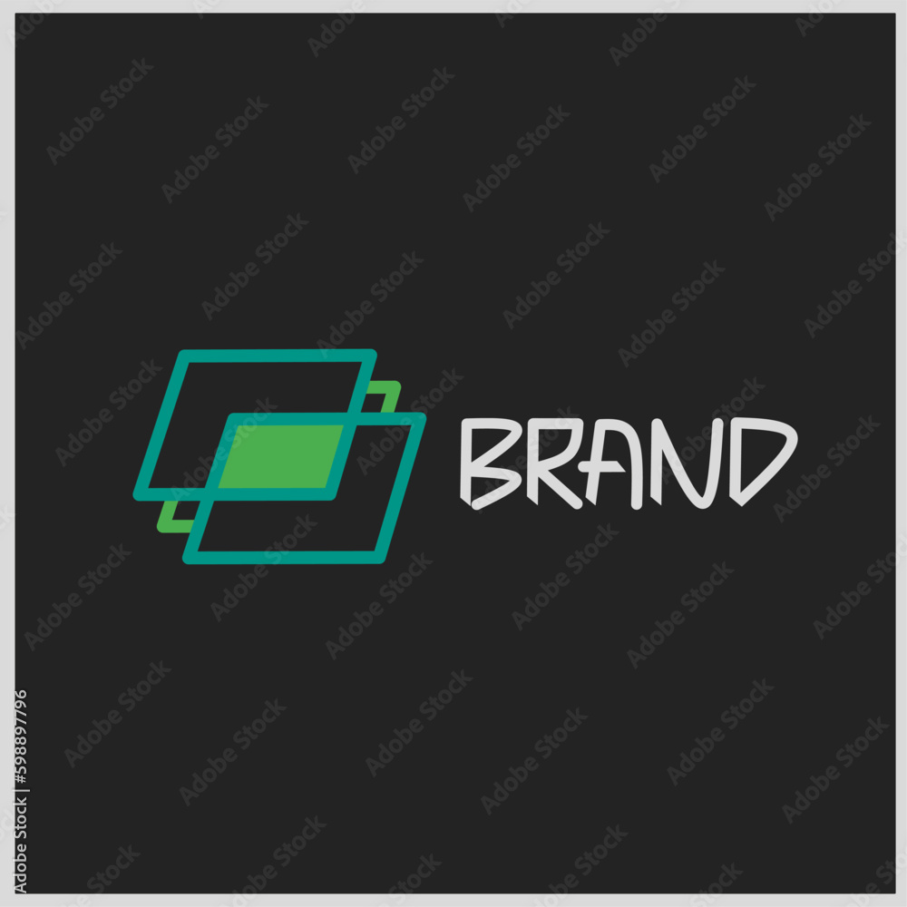 Vecteur Stock Parallelogram logo green and white color conception with ...