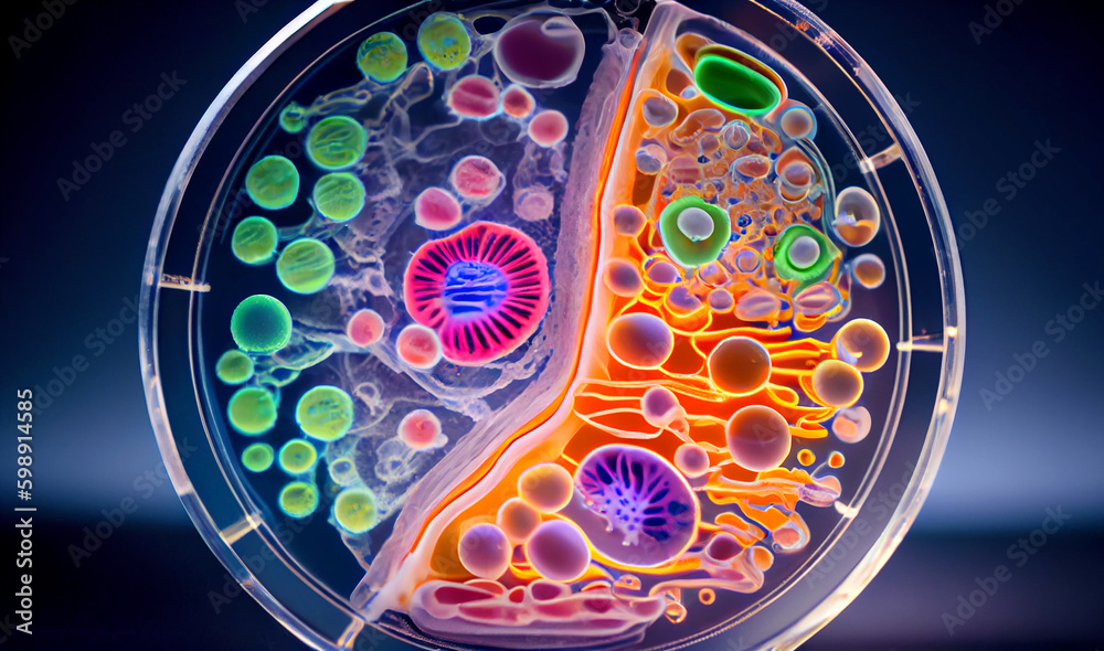 Cells under microscope, generatie ai illustration Stock Illustration ...