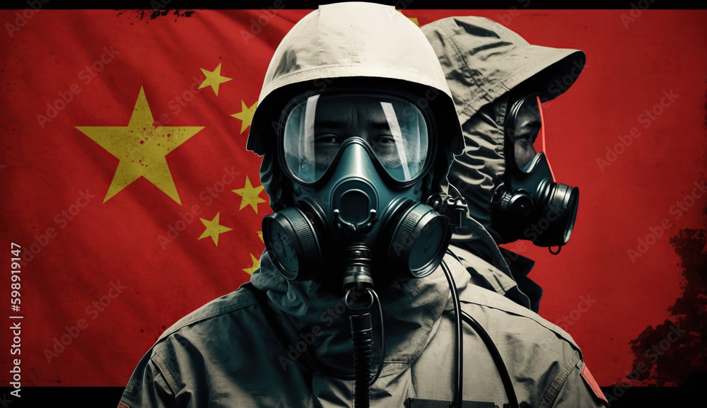 Man With Gas Mask in Front of China Flag Generative AI Photo Stock ...