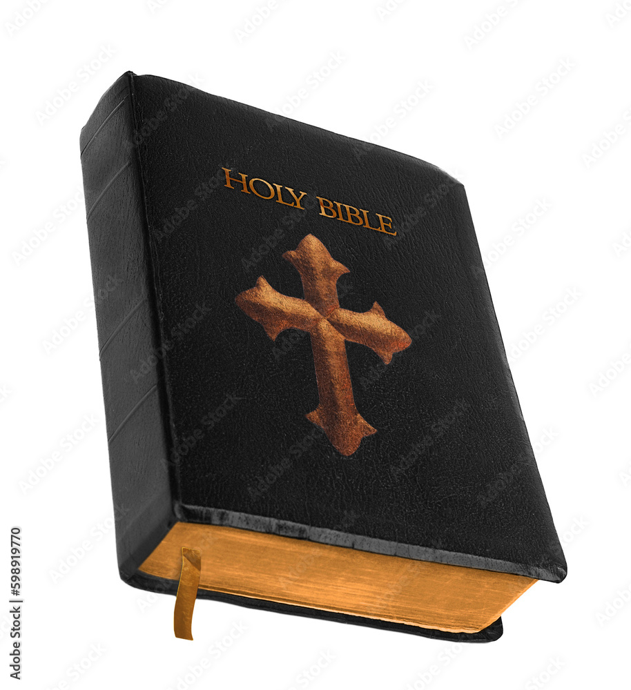 Holy Bible isolated png background, Old retro black covered Bible ...