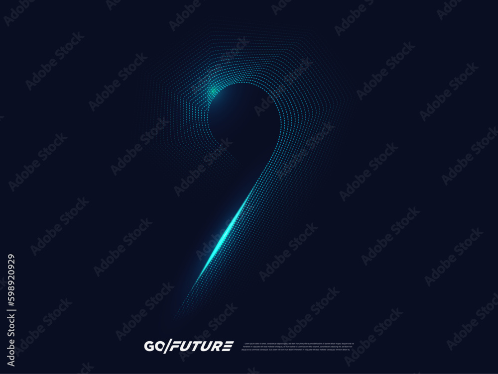 Creative technology digital number typography nine, ninth, 9th, 9 font ...