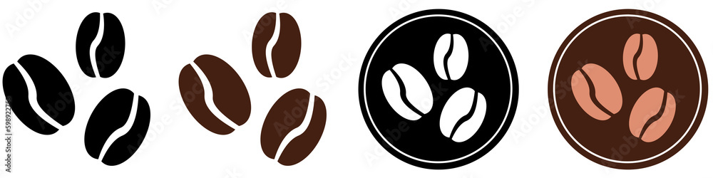 Coffee bean logo, icons set. Coffee bean signs in png format. Icons for ...