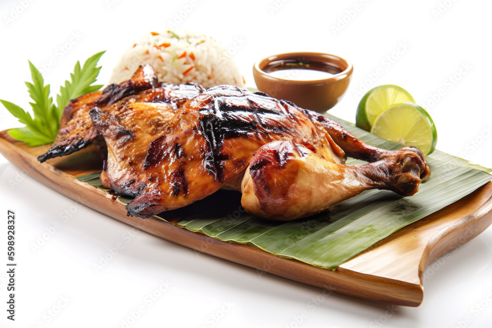 Chicken inasal - grilled marinated chicken. AI generative. Asian ...