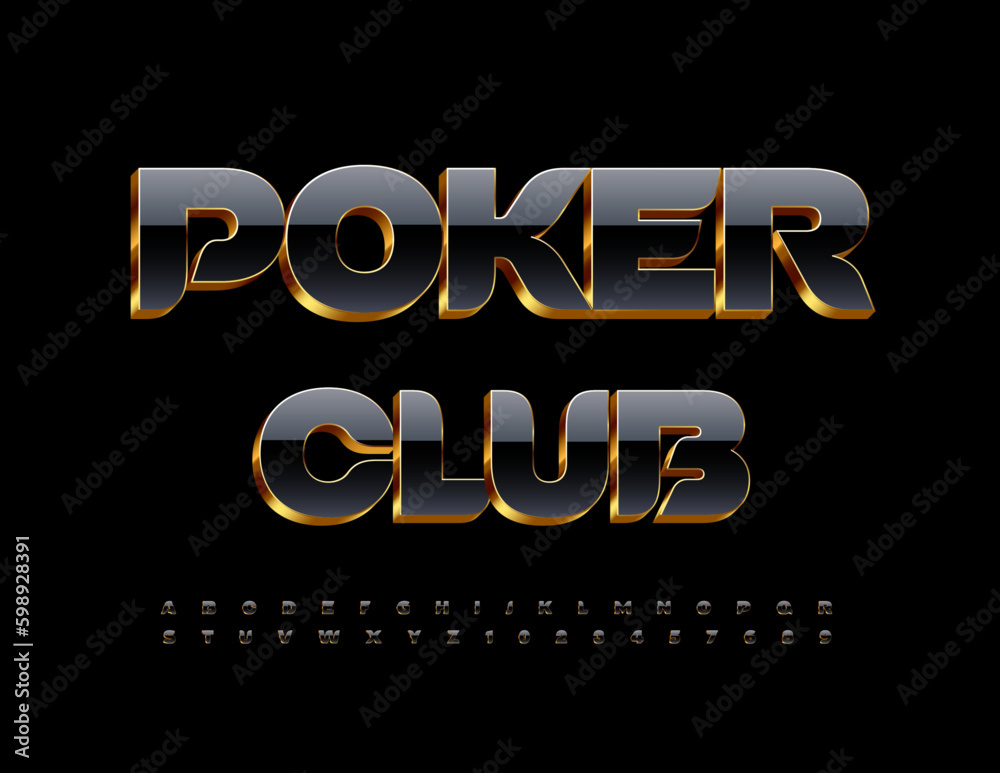 Vector premium sign Poker Club. Elegant Black and Golden Font. Artistic ...