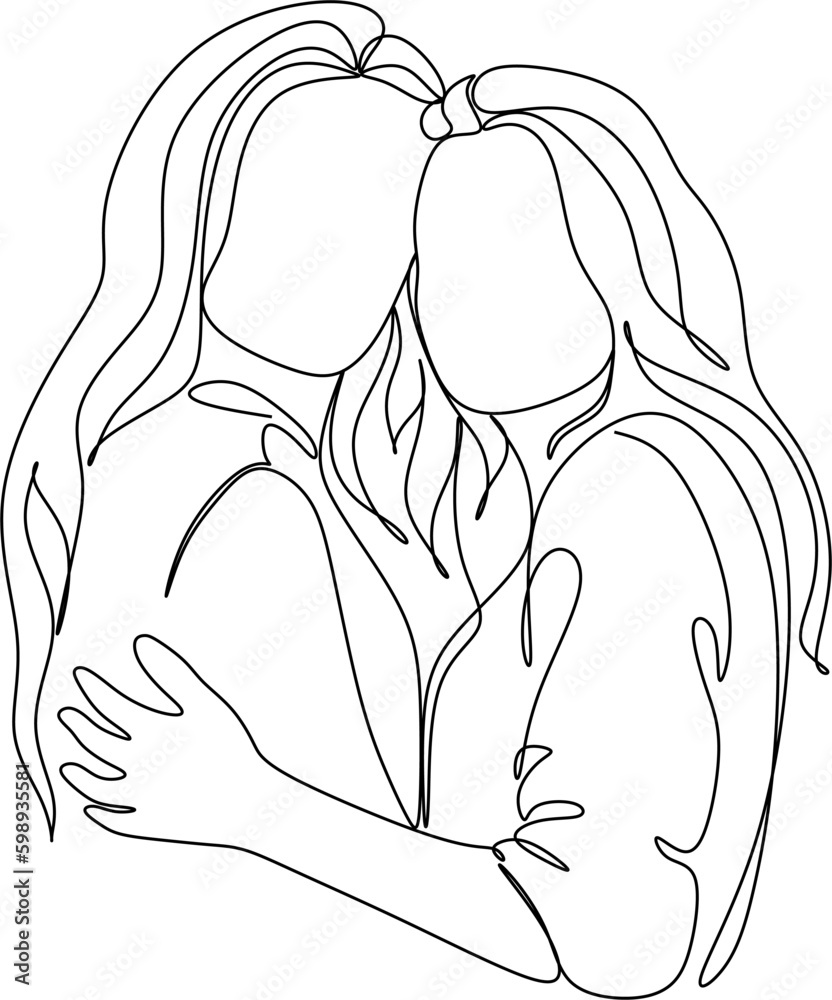 Abstract portrait of two young beautiful women. Friends, sisters or ...