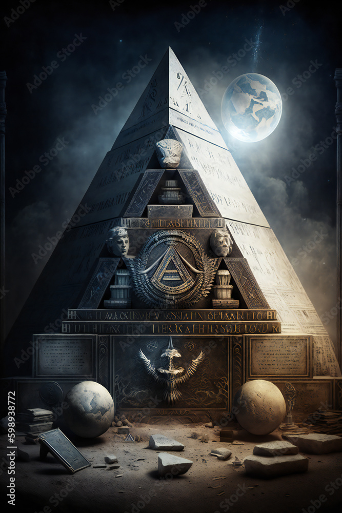 Pyramid with astrology and esoteric symbols on it. Esoteric, ancient ...