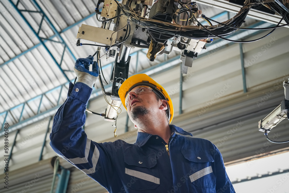 Lathe Operators Concentrated on Work. Worker in uniform and helmet ...