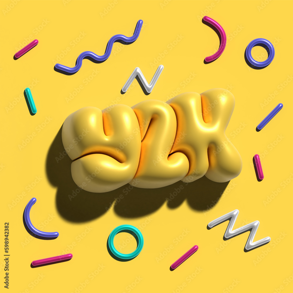 Raster 3d modeling clay word - Y2K. Realistic 3d render lettering on ...