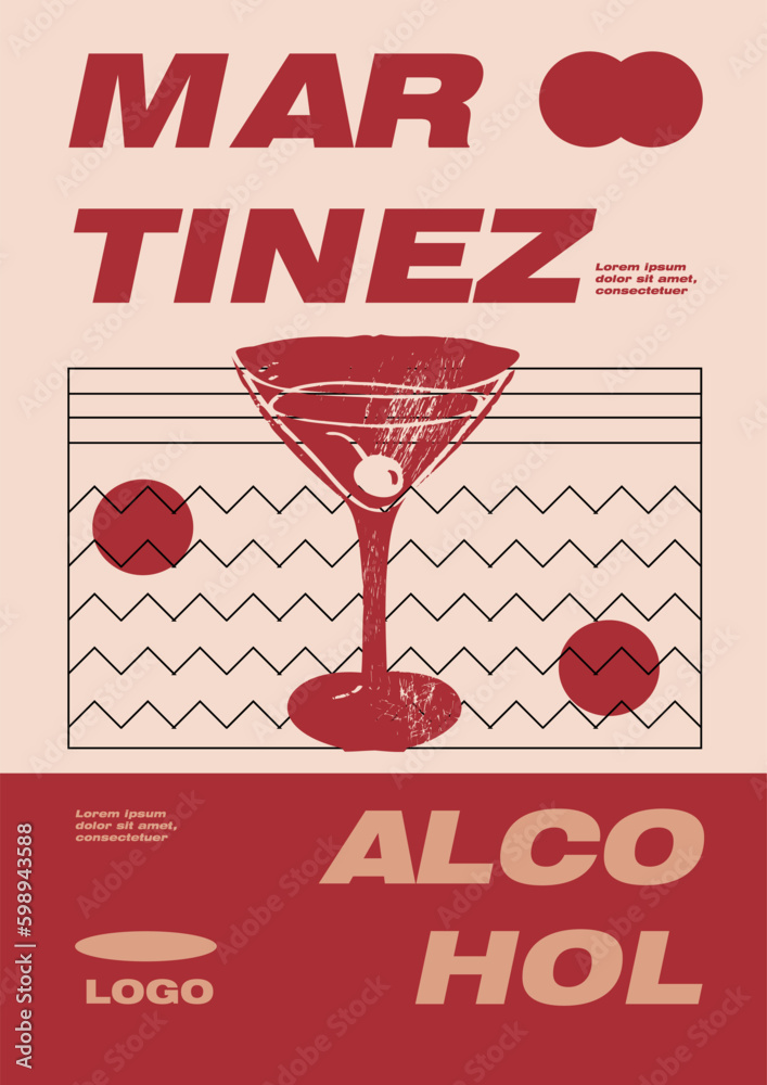 Martini. Retro posters with alcohol cocktails. 90s 80s 70s groovy ...