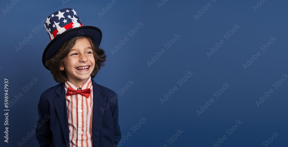 Boy Dressed in Red White and Blue with Space for Copy (Generative AI ...