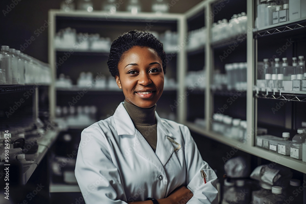 Woman Pharmacist / Lab Technician. Generative AI. A fictional person ...